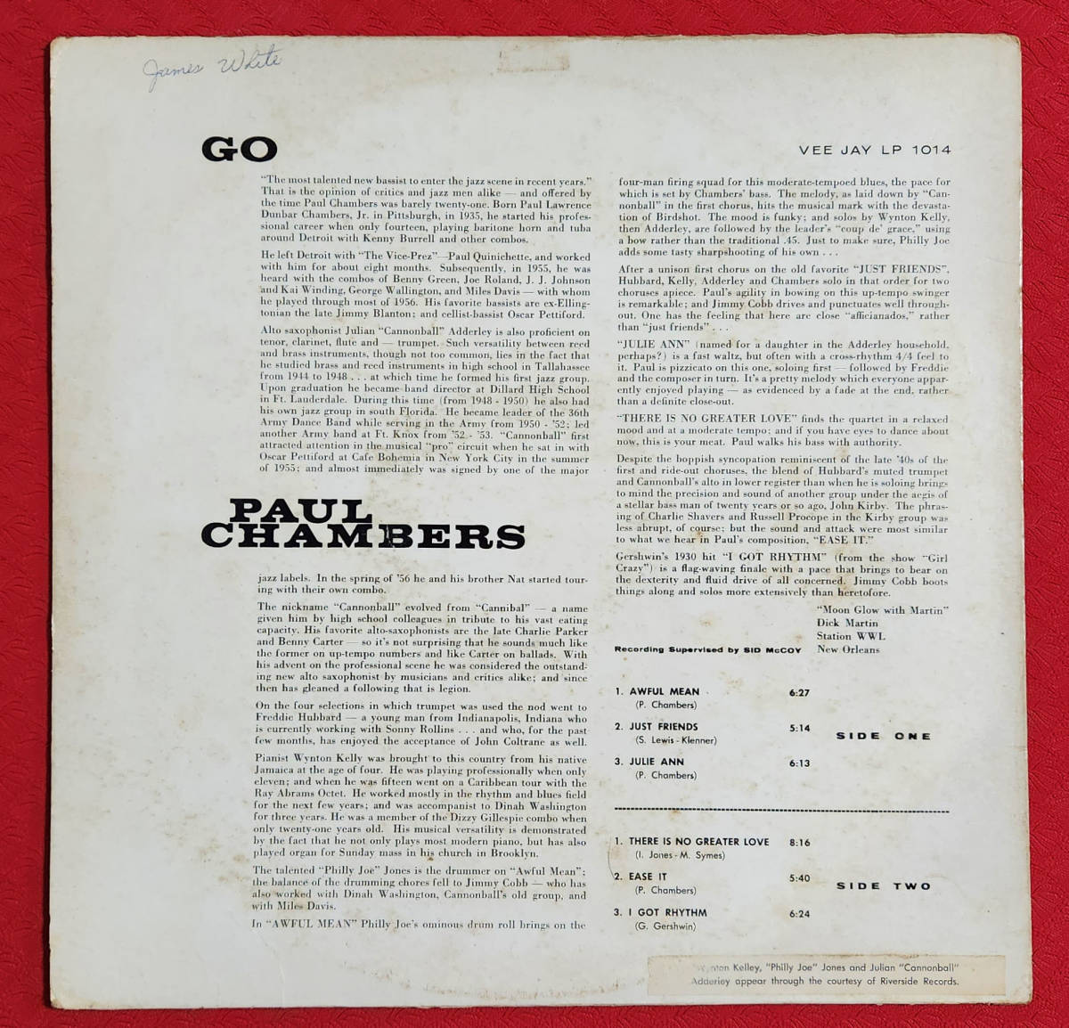 代購代標第一品牌－樂淘letao－US VEE-JAY VJLP 1014 オリジナル GO Paul Chambers DGレーベル