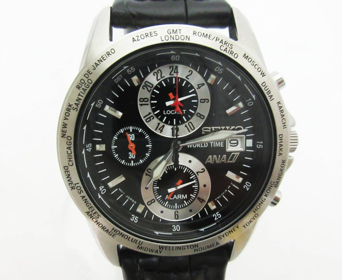 代購代標第一品牌－樂淘letao－C95【メンズ腕時計】SEIKO ANA ダブルネーム コラボ 5T82-0AH0 SZEH001★ワールドタイム★セイコー 全日空 クォーツ★レアモデル★未使用★
