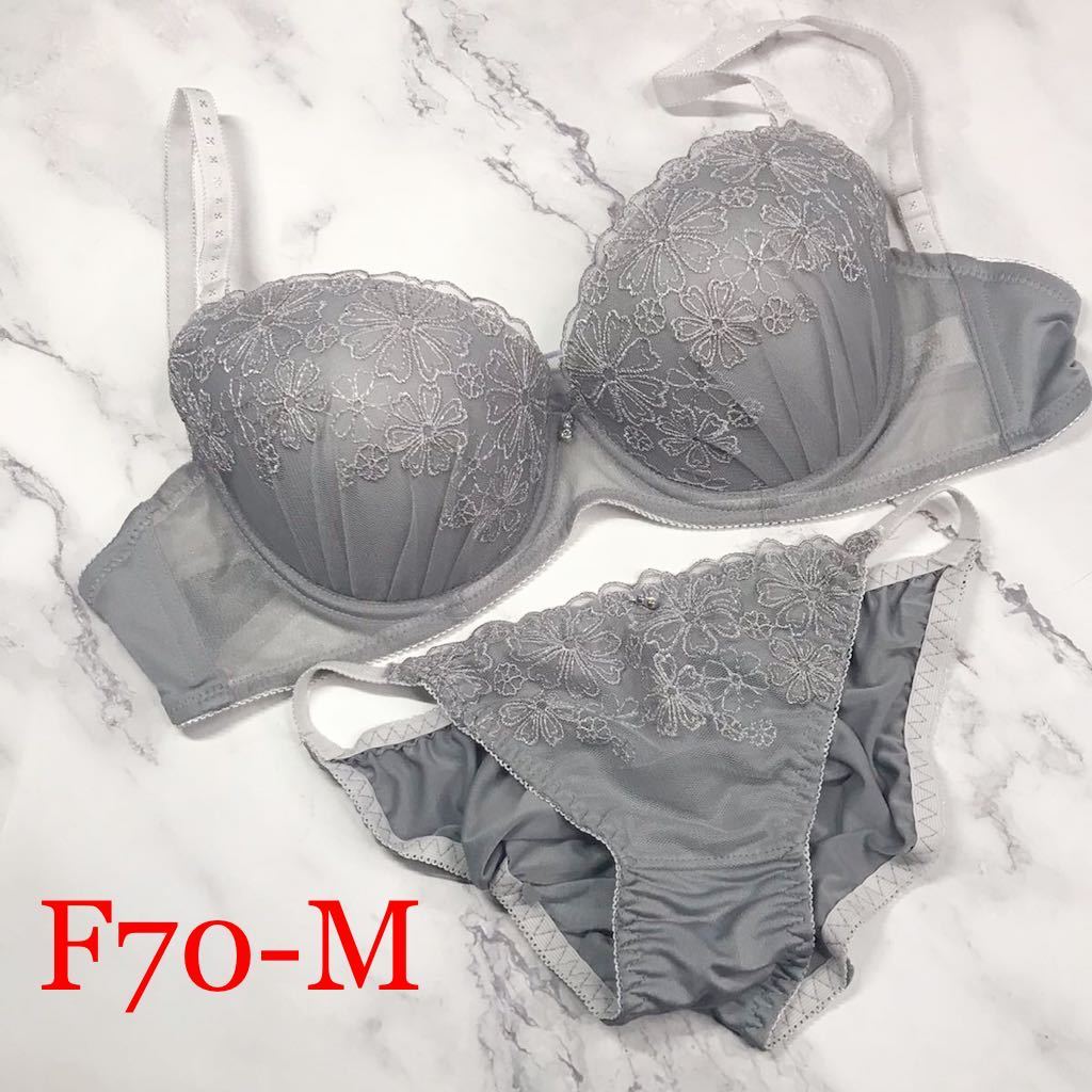 Yahoo!オークション - F70ブラショーツ 可愛いオトナグレー花柄レース ...