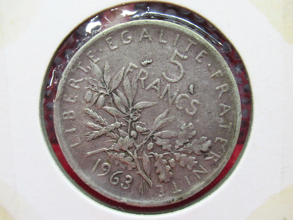 Yahoo!オークション - 1963 5フラン フランス 管理黒5-3