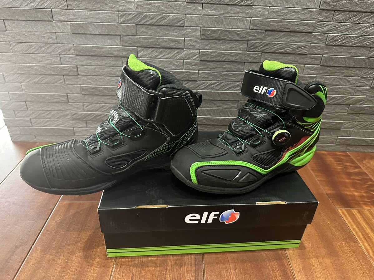 代購代標第一品牌－樂淘letao－elf ELS17 ライディングシューズ Kawasaki カワサキグリーン バイク用ブーツ オートバイ ツーリング バイカー メンズ 27cm エルフ BOA