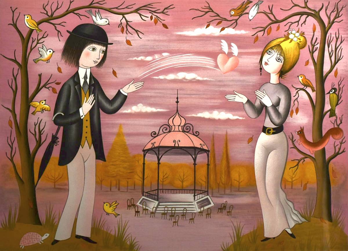 代購代標第一品牌－樂淘letao－（MNo.341）【真作】 ペイネ 『恋のキャッチボール』 版画 シルクスクリーン 絵画 額装