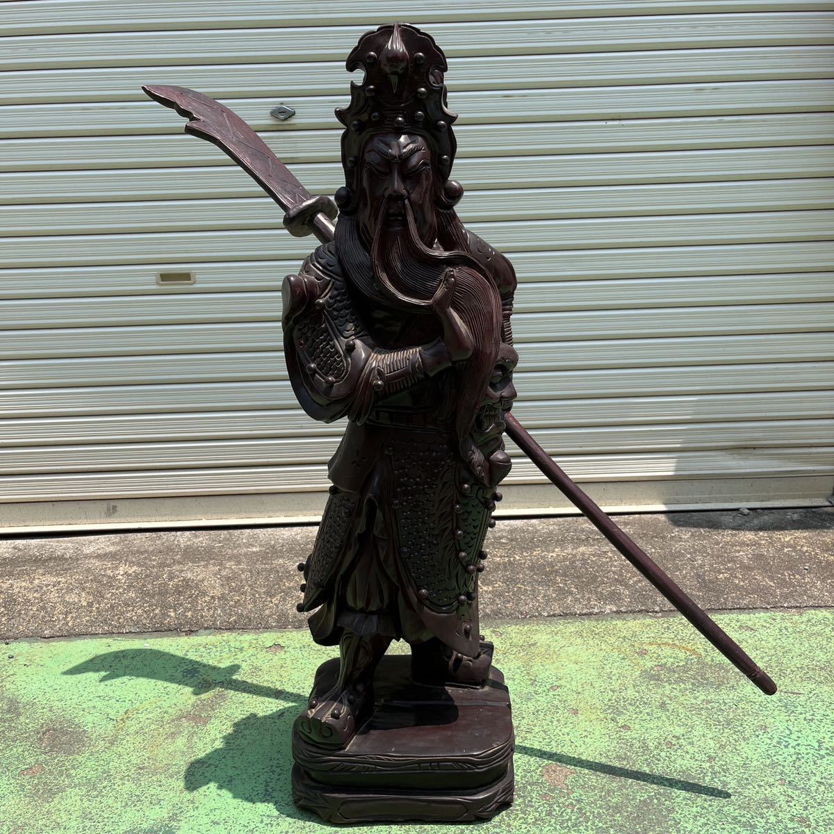 Yahoo!オークション - 中古《木製 関羽像》高さ90㎝以上/重量19.05kg/...