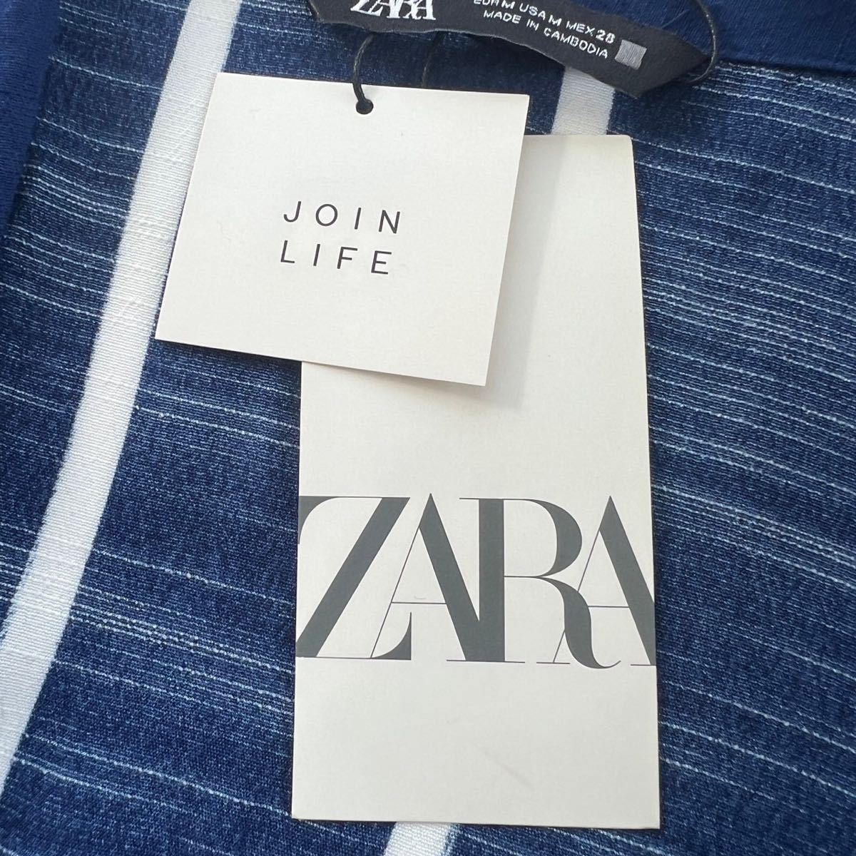 代購代標第一品牌－樂淘letao－新品タグ付 ZARA 2way 使える ストライプ ロングシャツワンピース ザラ b0088