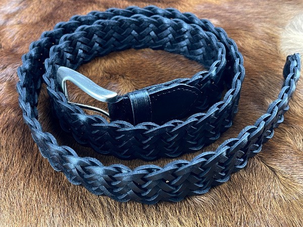 Yahoo!オークション - セレクト出品 DT-581B.本革 ブラック 肉厚 編込...