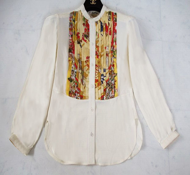 Yahoo!オークション - Herms エルメス エレガンス シルク シャツ ブラ...