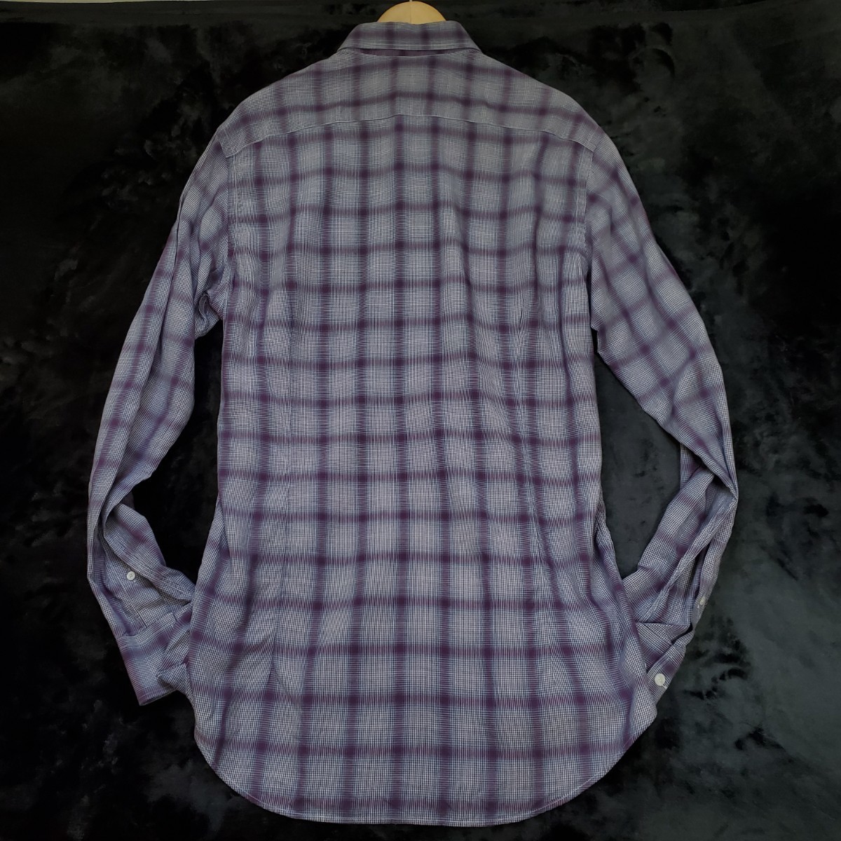 代購代標第一品牌－樂淘letao－ETRO/エトロ 実寸XL位40サイズ ウィンドウペーン/チェック/総柄 ボタン式 長袖シャツ/トップス メンズ リヨセル 春夏 ネイビー～パープル