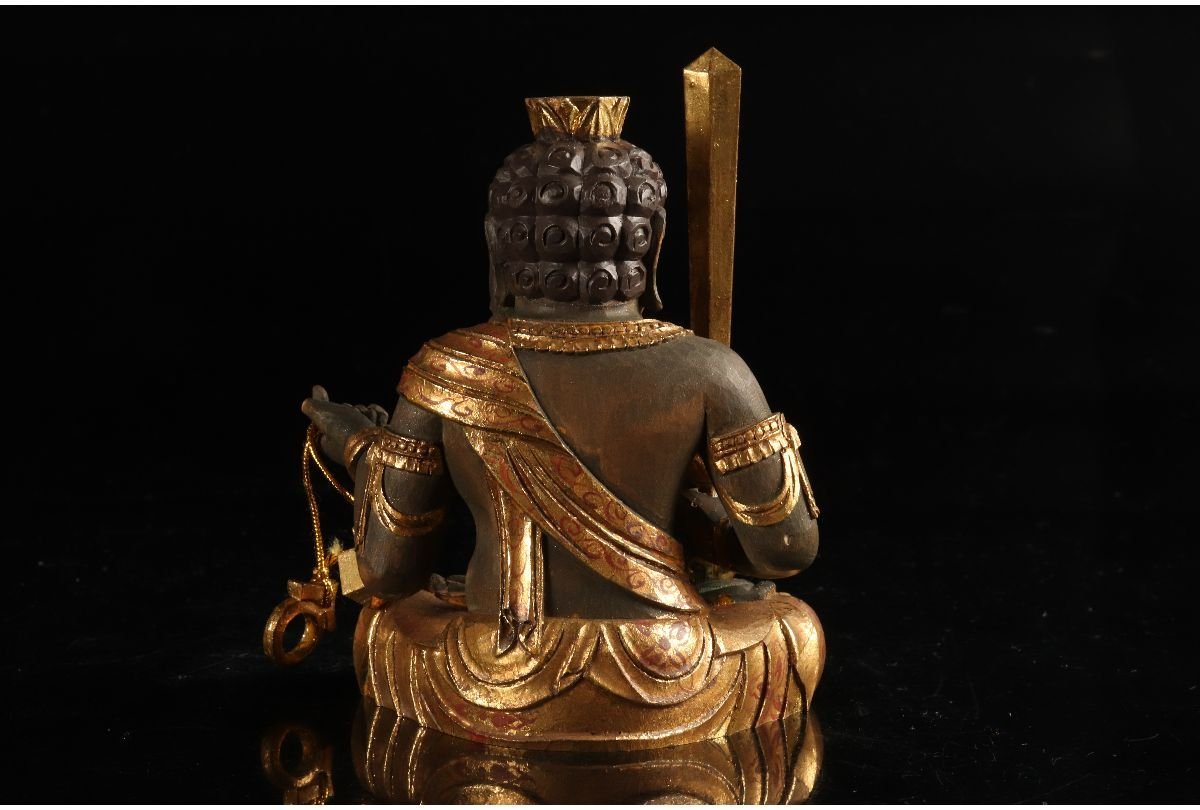 Yahoo!オークション - [URA]仏教美術/木彫金彩不動明王座像/約23cm/4-7...