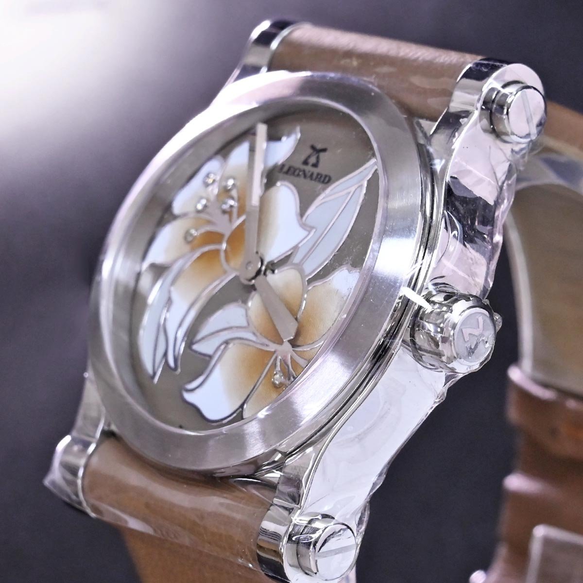 代購代標第一品牌－樂淘letao－本物 新品 レオナール 極希少 MMラージサイズ 純正ダイヤモンド文字盤 ハイジュエリーウォッチ 宝飾腕時計 純正ベルト 尾錠 LEONARD