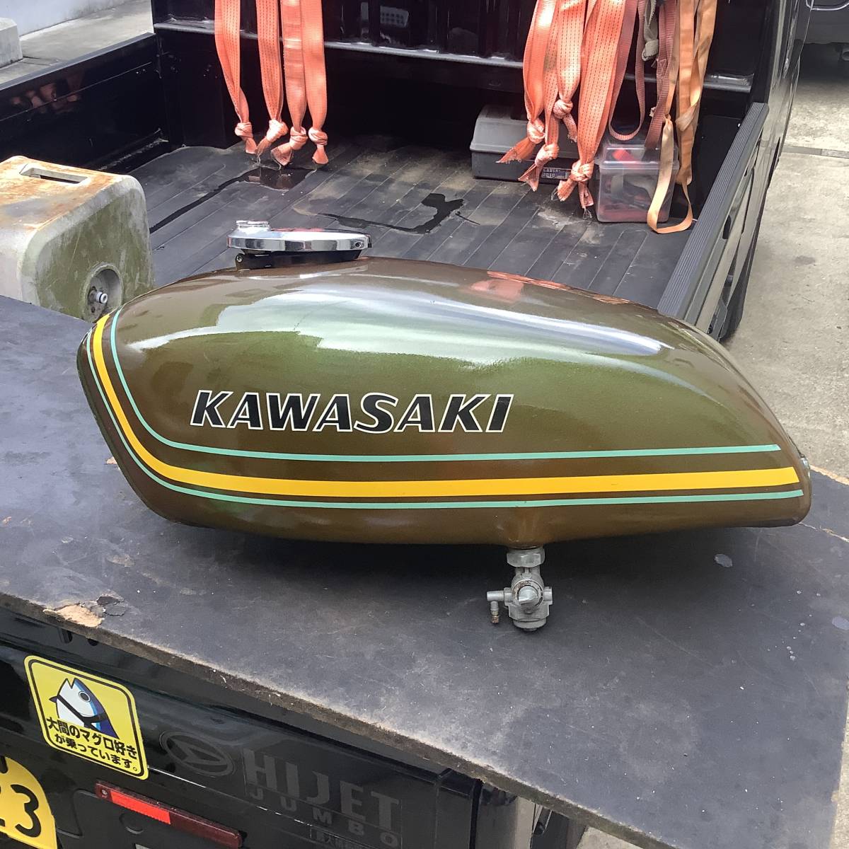 代購代標第一品牌－樂淘letao－当時 S51 A3 緑メタ KH400 純正オリジナルペイントタンク 売り切り！KH250 Z1 Z2 Z400FX 350SS 400SS GT380 ...