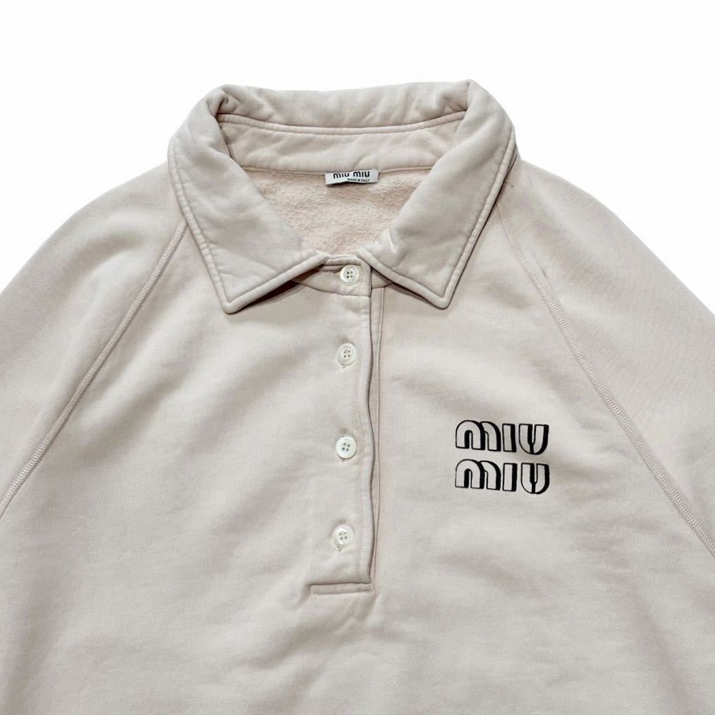 代購代標第一品牌－樂淘letao－21AW miu miu ミュウミュウ オーバーサイズ コットン フリース ポロシャツ スウェット ハーフ トレーナー メンズ 襟付 パーカー プラダ