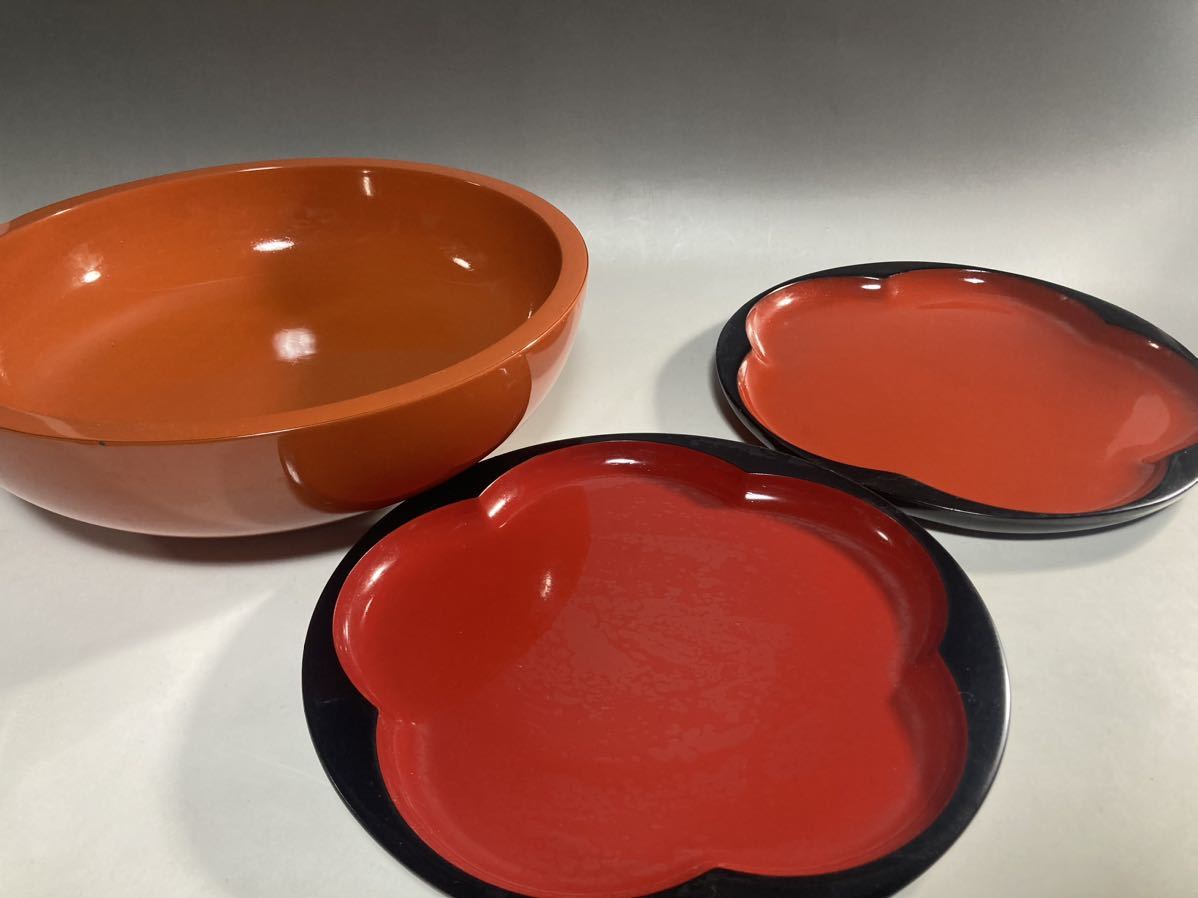 Yahoo!オークション - 【2A25】木製 漆器 菓子皿 菓子鉢 象彦 桜形 大...