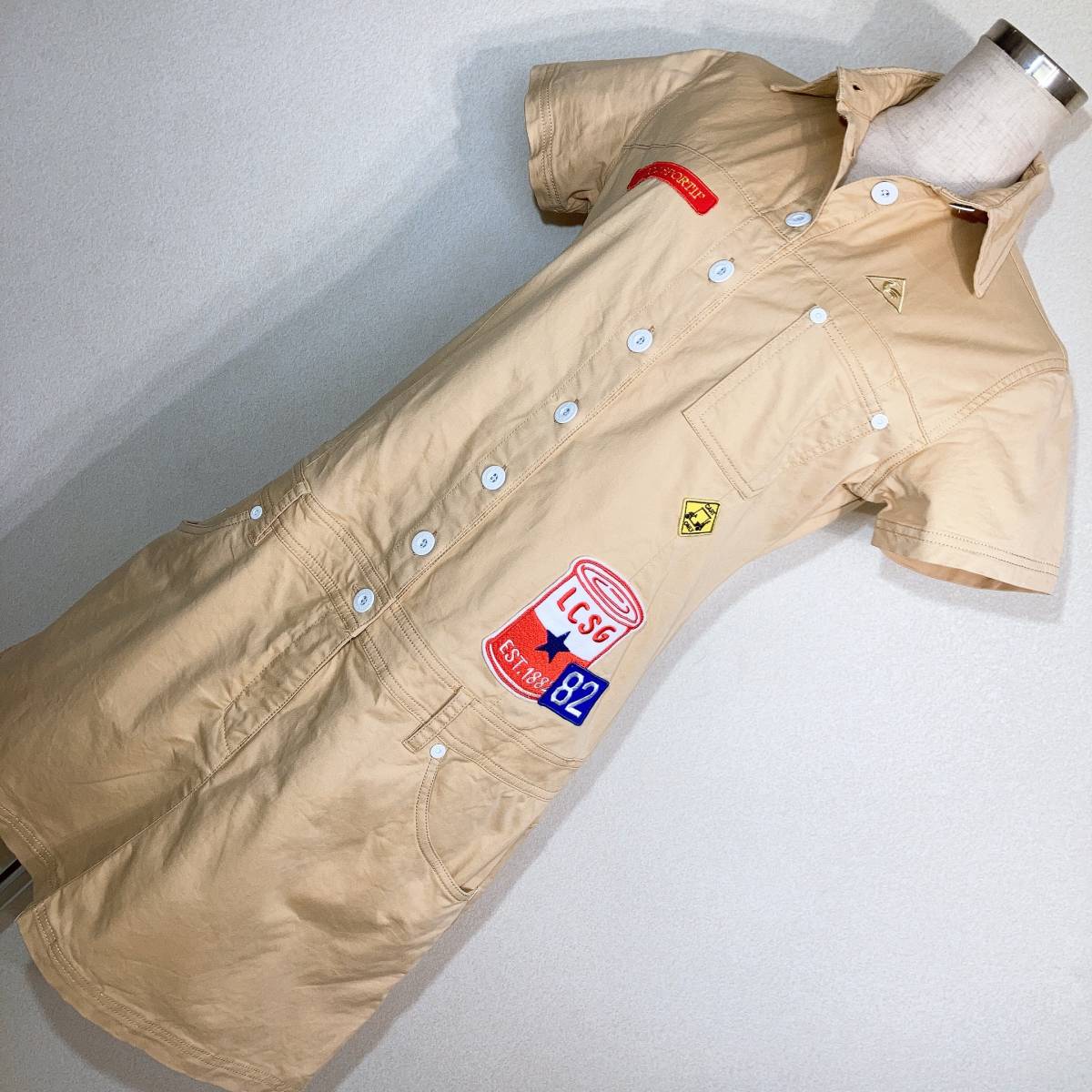 Yahoo!オークション - B347 ルコックGOLF クリームベージュ&ワッペン付...