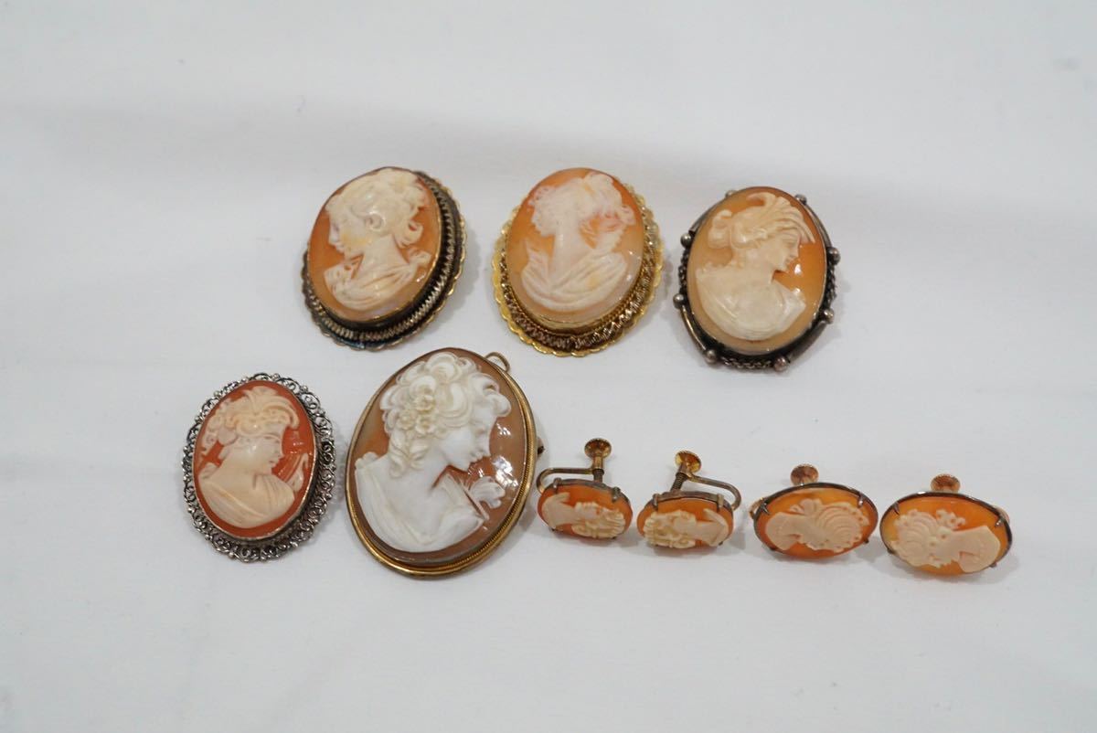 Yahoo!オークション - B575 シェルカメオ CAMEO ヴィンテージ ブローチ...
