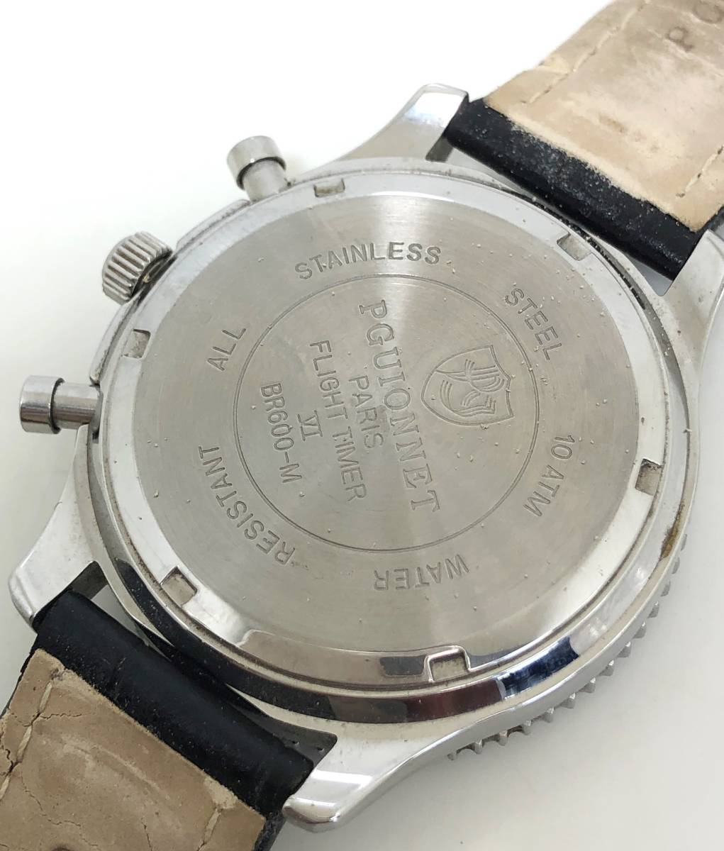 代購代標第一品牌－樂淘letao－時計『WH-9672』★P GUIONNET (ギオネ)★BR600-M★クロノグラフ デイト★ブラック /デイト★稼働品★