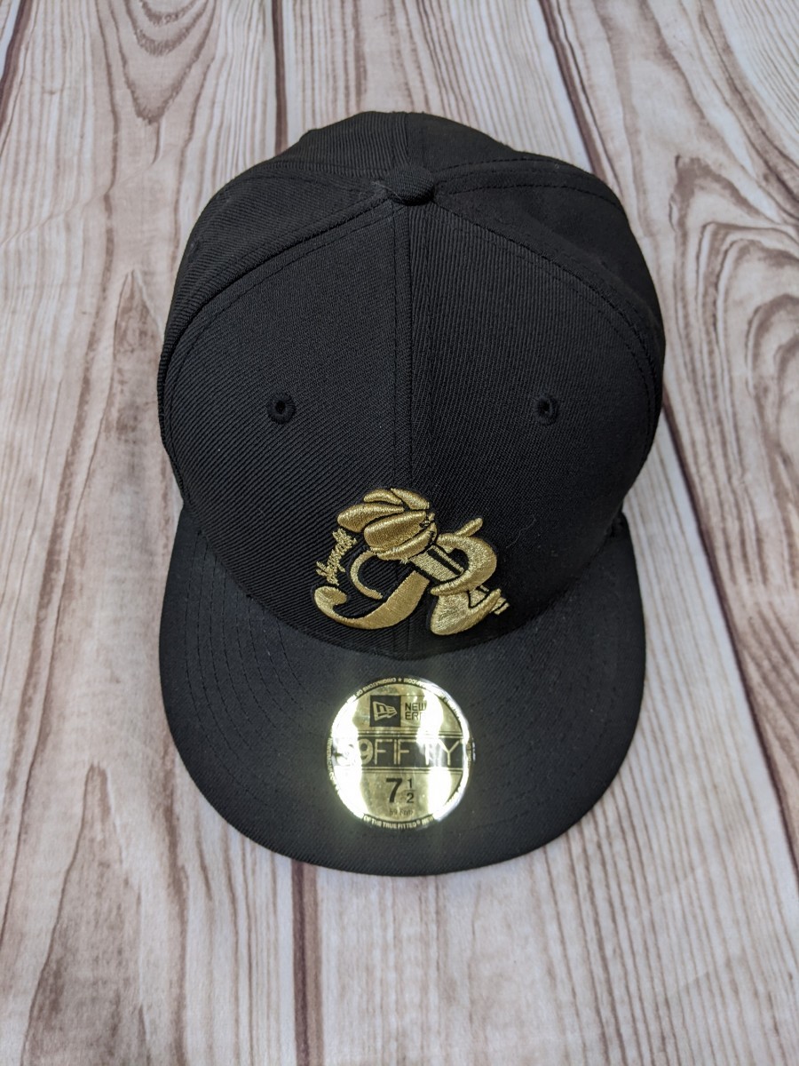 代購代標第一品牌－樂淘letao－20．NEWERA ニューエラ RSW シール 金刺繍 デザイン ロゴ 帽子 キャップ 7,1/2 黒金x505