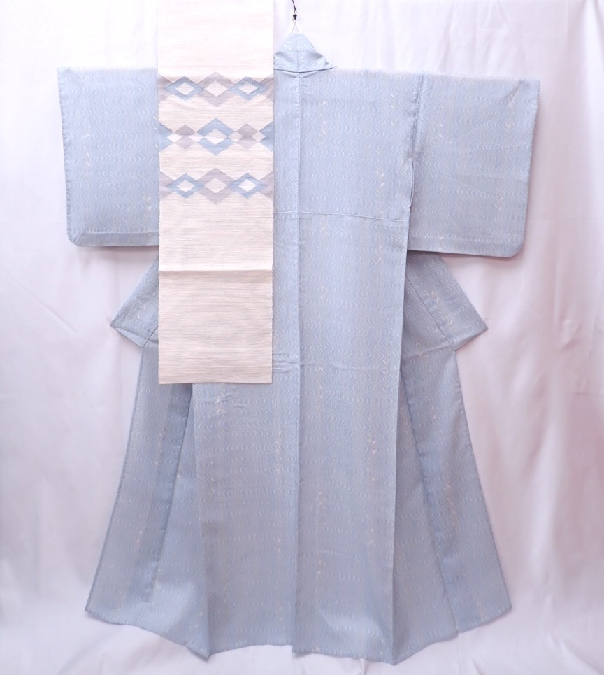 大人の夏着物 帯 2点セット 涼しげな水色地 浴衣としても 夏祭り 花火 盆踊り 身丈155.5cm 裄丈64.5cm 和服 着物 G07081K(仕立て上がり)｜売買されたオークション情報 ...