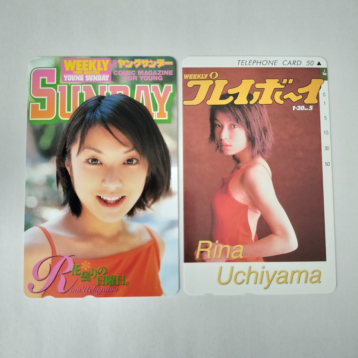 代購代標第一品牌-樂淘letao-新品未使用 内山理名 テレフォンカード2枚 おまけカレンダー ヤングサンデー プレイボーイ テレカ 50度数