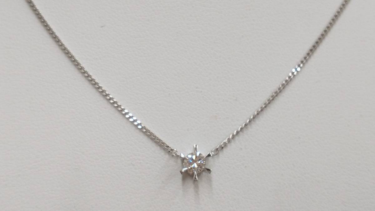 Yahoo!オークション - 【鑑定書付き】Pt850 ダイヤ0.26ct 40cm 3.6g ネ...