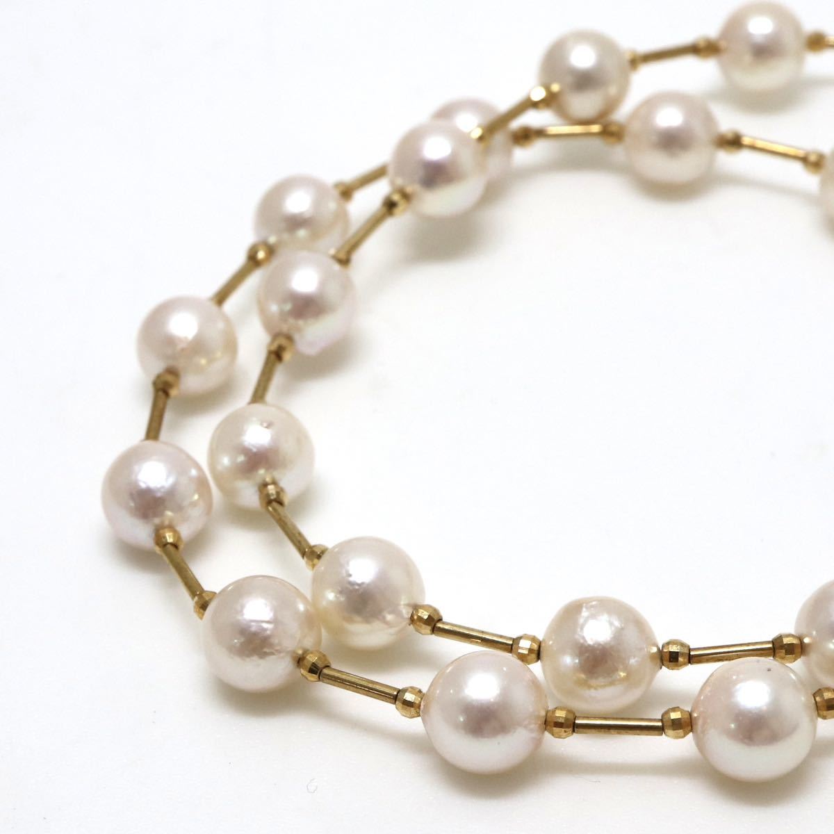 Yahoo!オークション - K18 アコヤ本真珠ステーションネックレス A 15....