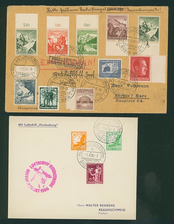 Yahoo!オークション - [1654]ドイツ 1934 AIR 5pf 80pf 1936 15pf 多色...