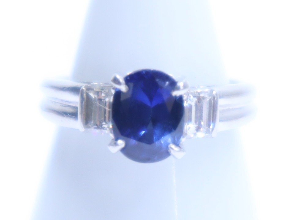 Yahoo!オークション - Pt900 S1.58 .45 刻印 プラチナ サファイア 石付...