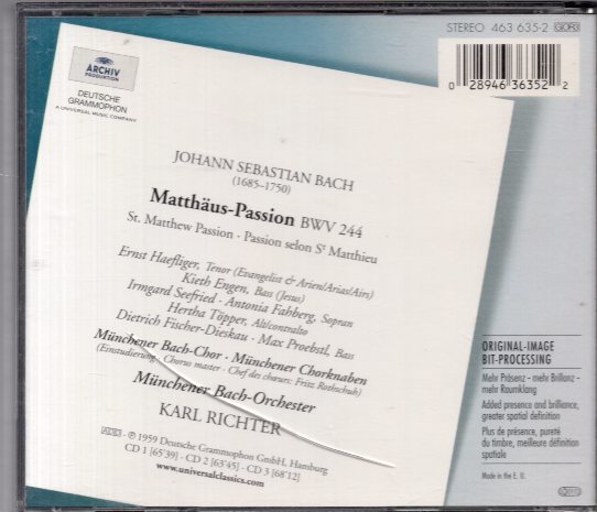 Yahoo!オークション - J.S.BACH MATTHAUS PASSION / KARL RICHTER (3CD...