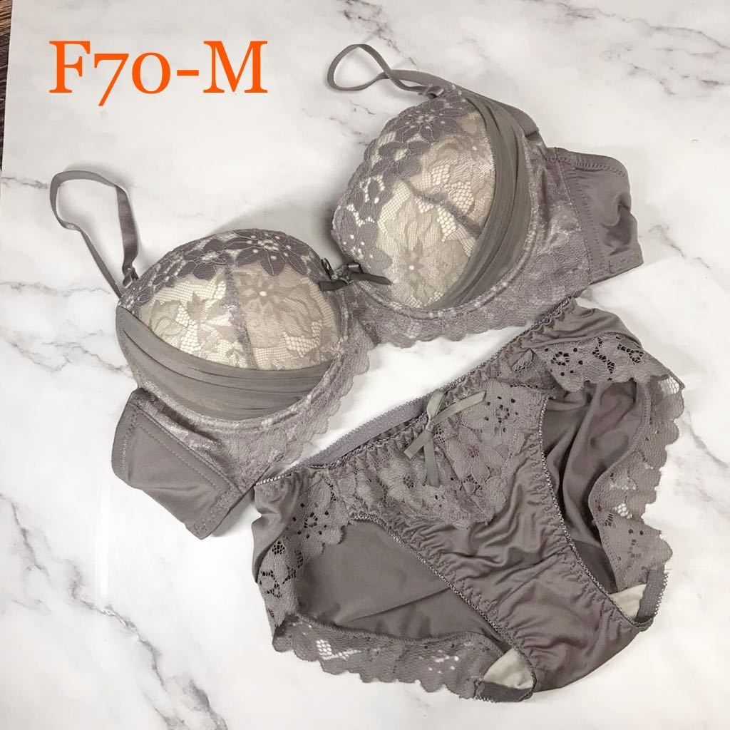 Yahoo!オークション - F70ブラショーツセット オトナグレー花柄レース ...