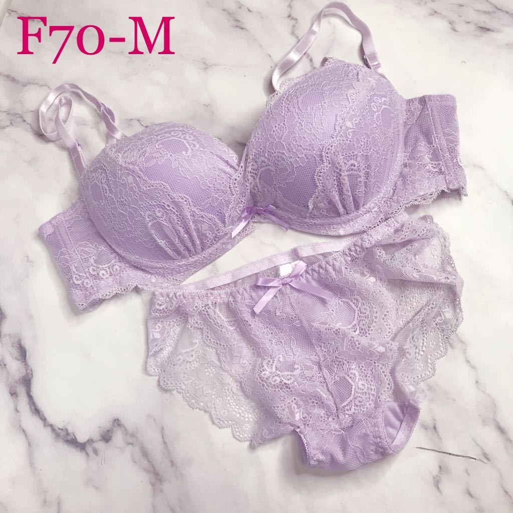 Yahoo!オークション - F70ブラショーツセット 可愛い紫レース ショーツ...