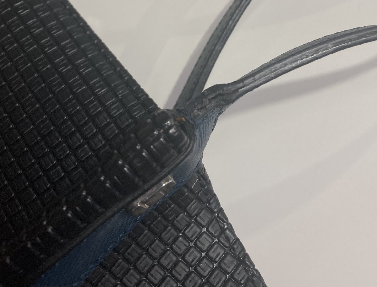 代購代標第一品牌－樂淘letao－イタリア製 SERAPIAN セラピアン 215 ハンドバッグ トートバッグ STEPAN ステパン 型押し S型エンボス 裏地フェイクスエード ネイビー