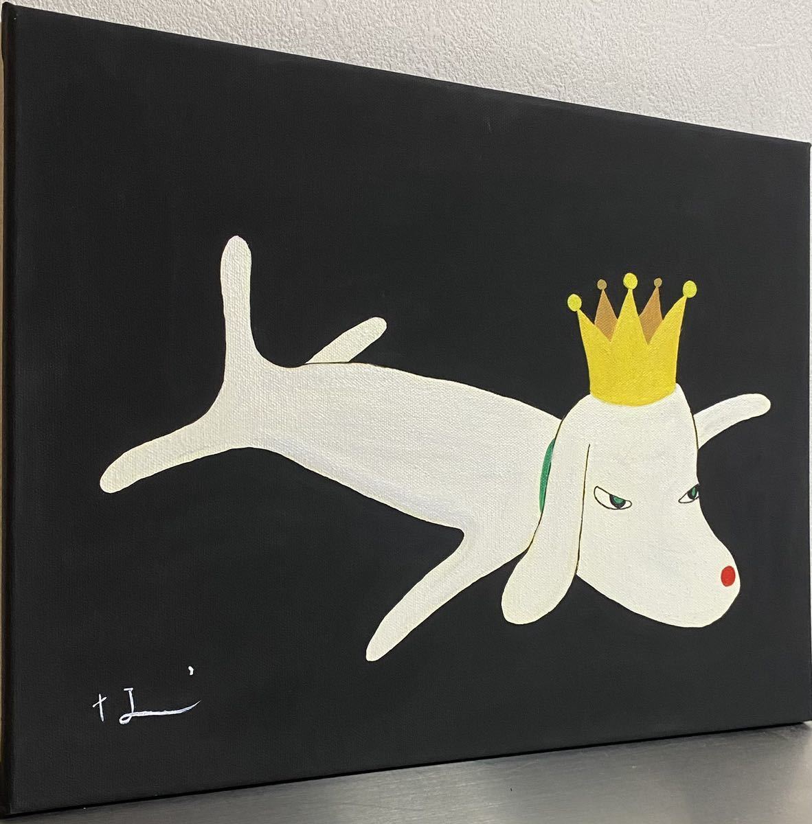 模写/奈良美智/犬/F6/アクリル/額装付き/裏サイン/油彩 模写/奈良美智/犬/F6/アクリル/額装付き/裏サイン/油彩