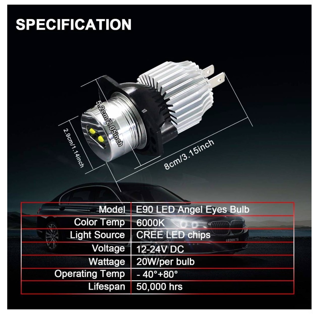 代購代標第一品牌－樂淘letao－＃NPZ1【2個セット】BMW イカリング専用 交換LEDバルブ キャンセラー内臓 ホワイト 6000k 20W BMW E90/E91前期対応