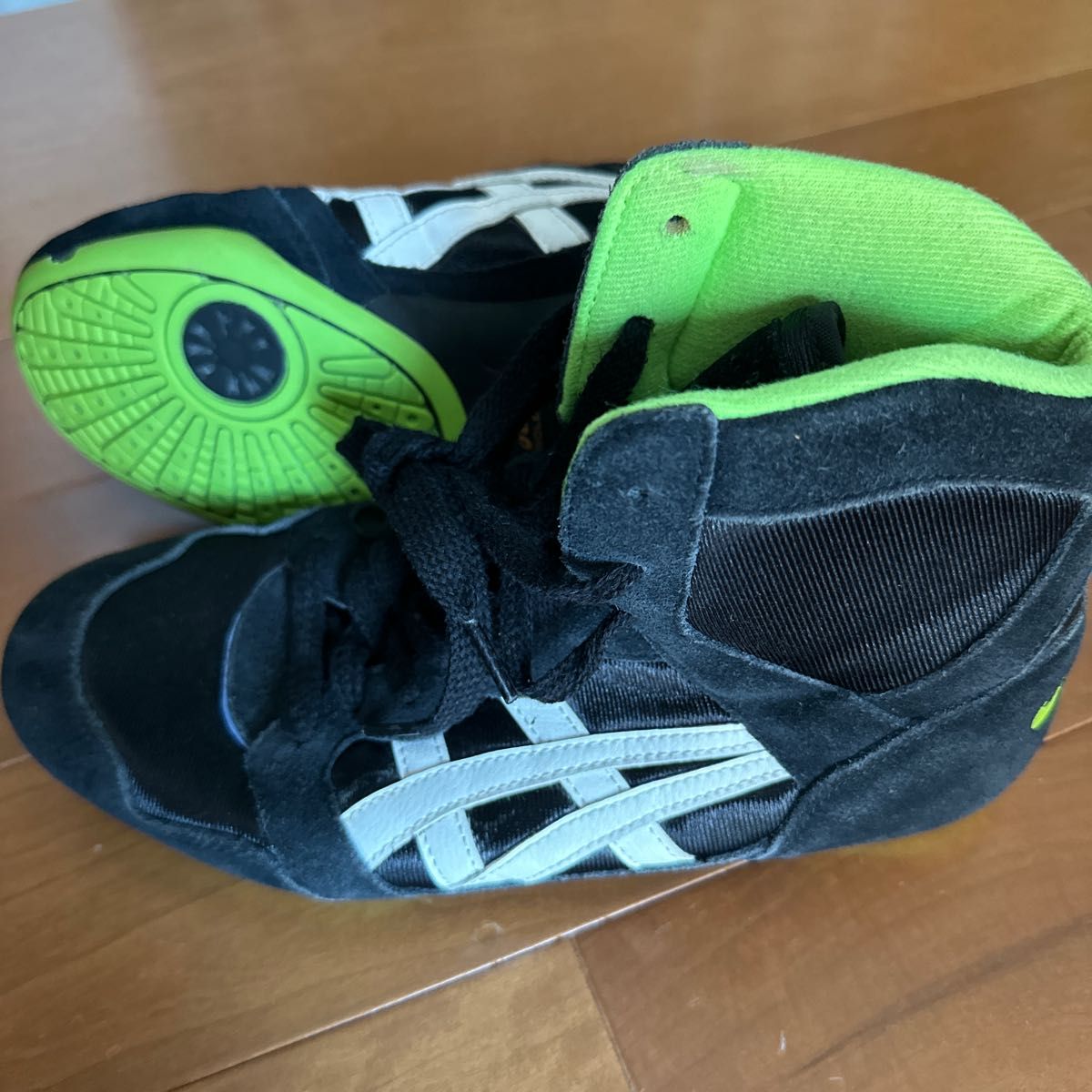 asics/アシックス レスリングシューズ SS TWR323 黒×緑系25 5cm asics/アシックス レスリングシューズ SS TWR323 黒×緑系25 5cm