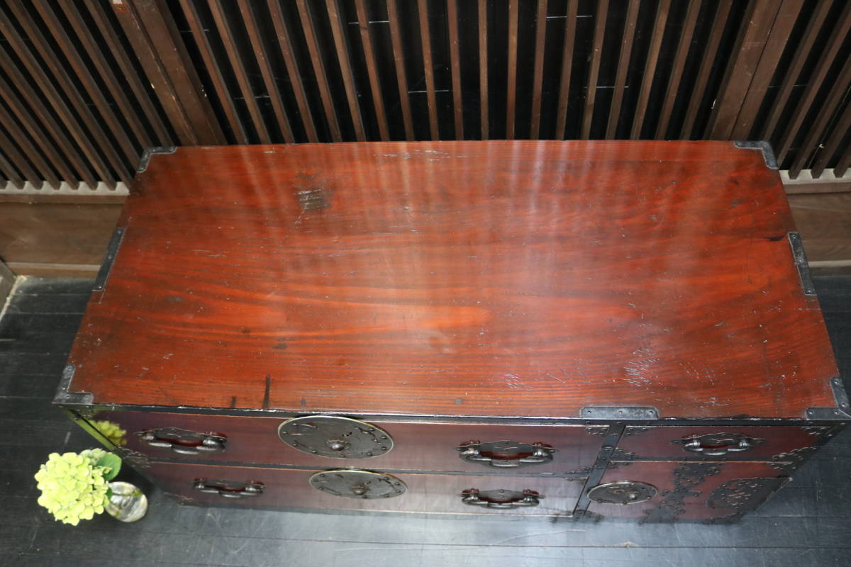 Yahoo!オークション - A171.和モダン 艶良 サイズ良 古い時代箪笥山形...