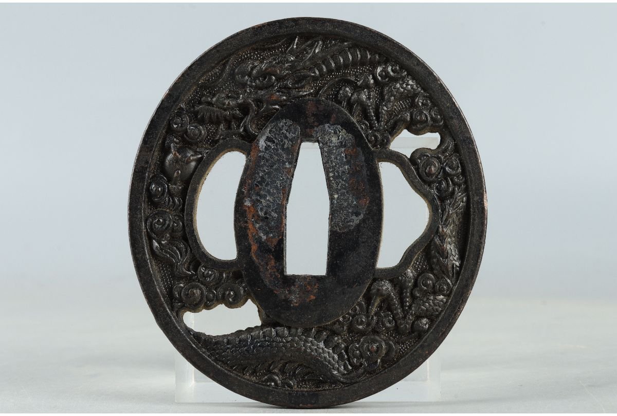 Yahoo!オークション - [URA]銅地龍文丸形鍔/91g/12-8-11 (検索)骨董/鍔...