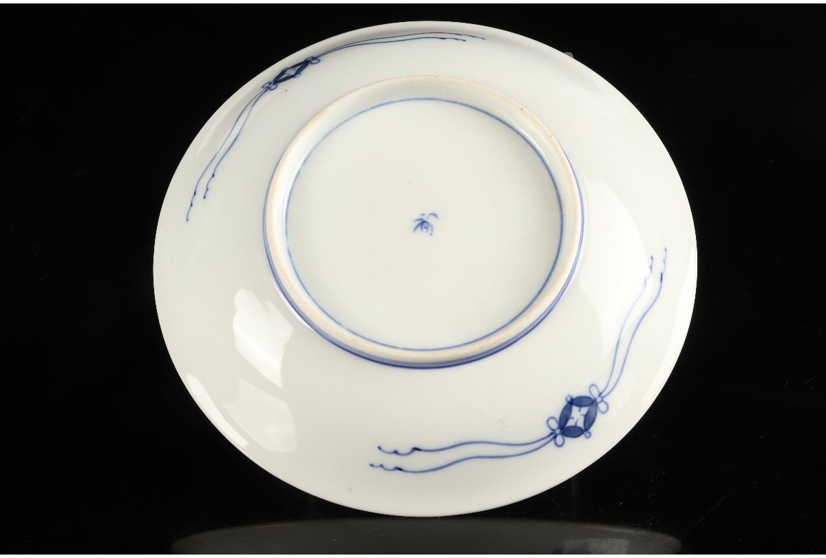 代購代標第一品牌－樂淘letao－[URA]香蘭社/染付梅七宝唐草文皿8客/E/4-s6-139 (検索)骨董/有田焼/伊万里焼/香蘭社/銘々皿/中皿/小皿