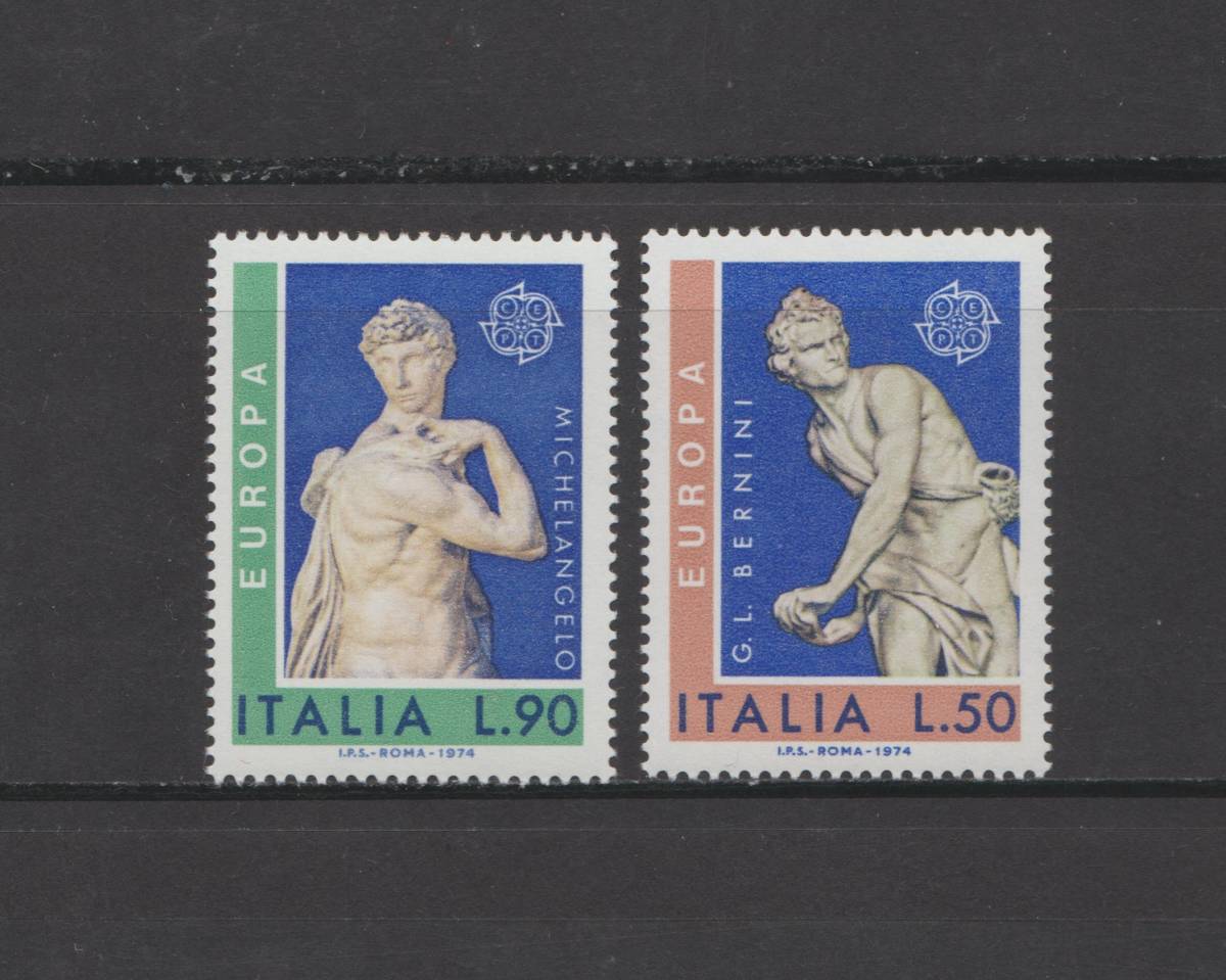Yahoo!オークション - イタリア・1974年 ヨーロッパ切手 彫刻家ミケラ...