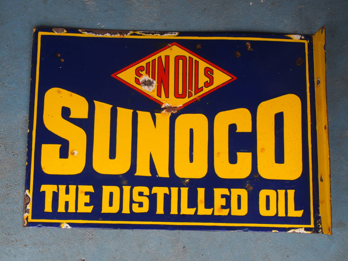 Yahoo!オークション - アメリカ 1930 年代 SUNOCO 両面ホーロー フラン...