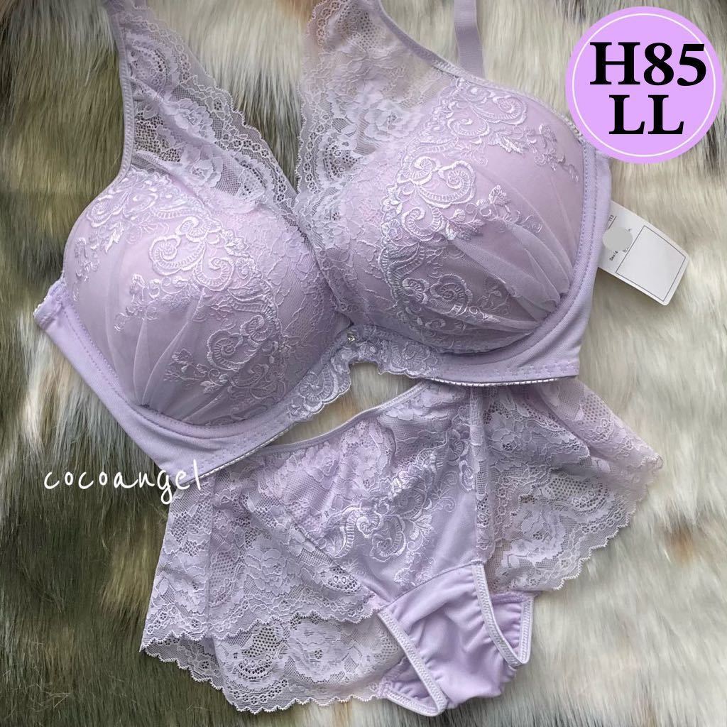 Yahoo!オークション - 【H85-LL パープル】上下セット 新品 ブラ&ショ...