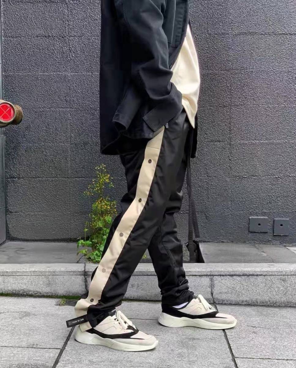 代購代標第一品牌－樂淘letao－希少! Fear of God ナイロンラインパンツ ブラック 黒 M 横釦インナーメッシュストライプFOG ESSENTIALS春夏新品2023SSエッセンシャルズ