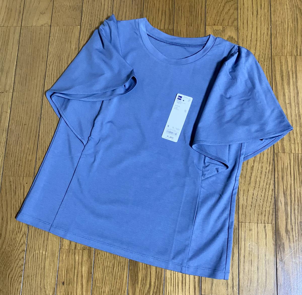 代購代標第一品牌－樂淘letao－GU ジーユー ラッフルスリーブT ブルー Sサイズ