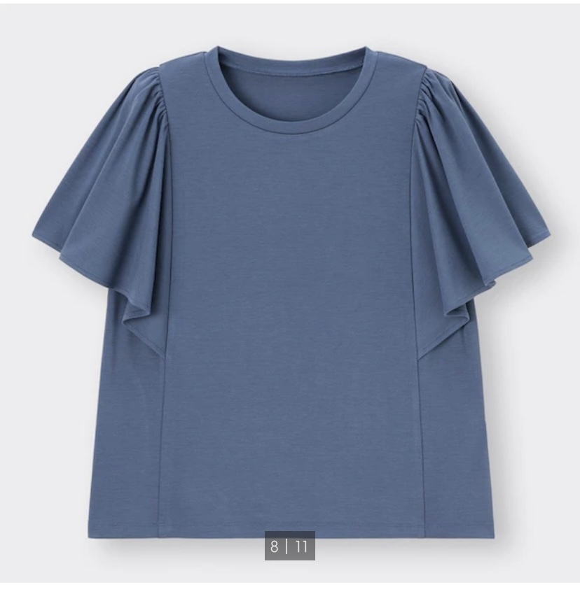 代購代標第一品牌－樂淘letao－GU ジーユー ラッフルスリーブT ブルー Sサイズ