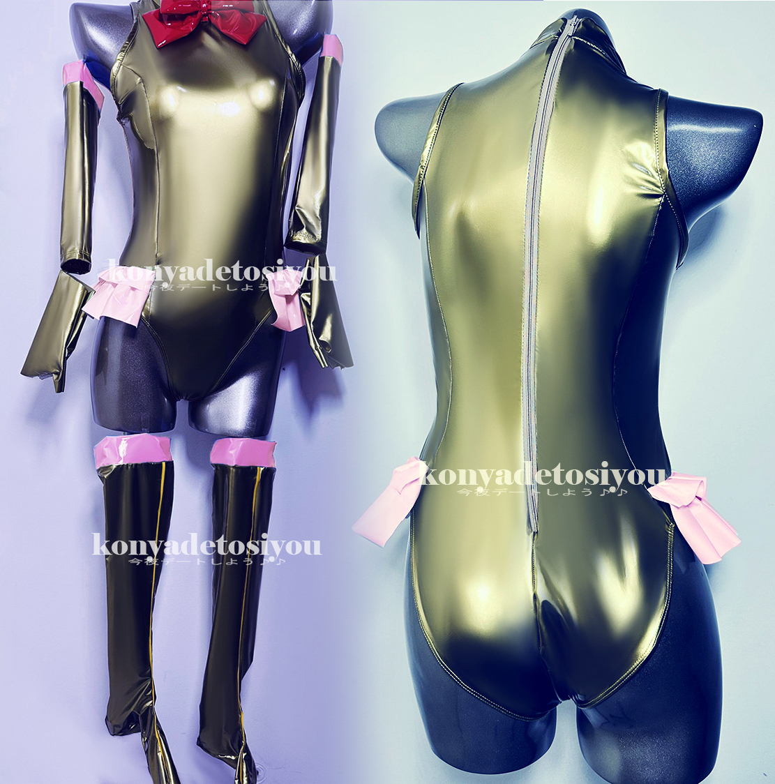 代購代標第一品牌－樂淘letao－konyadetosiyou LJH23006金＆ピンク 超光沢 コスプレ衣装 RQレースクイーン 仮装 撮影会 文化祭 イベント コスチューム ゲームキャラクター