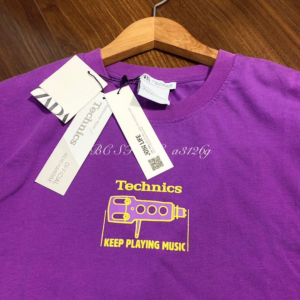 日本代購代標第一品牌【樂淘letao】－新品 ZARA Technics プリントTシャツ Mサイズ PURPLE メンズ ザラ テクニクス トップス 半袖 タグ付き