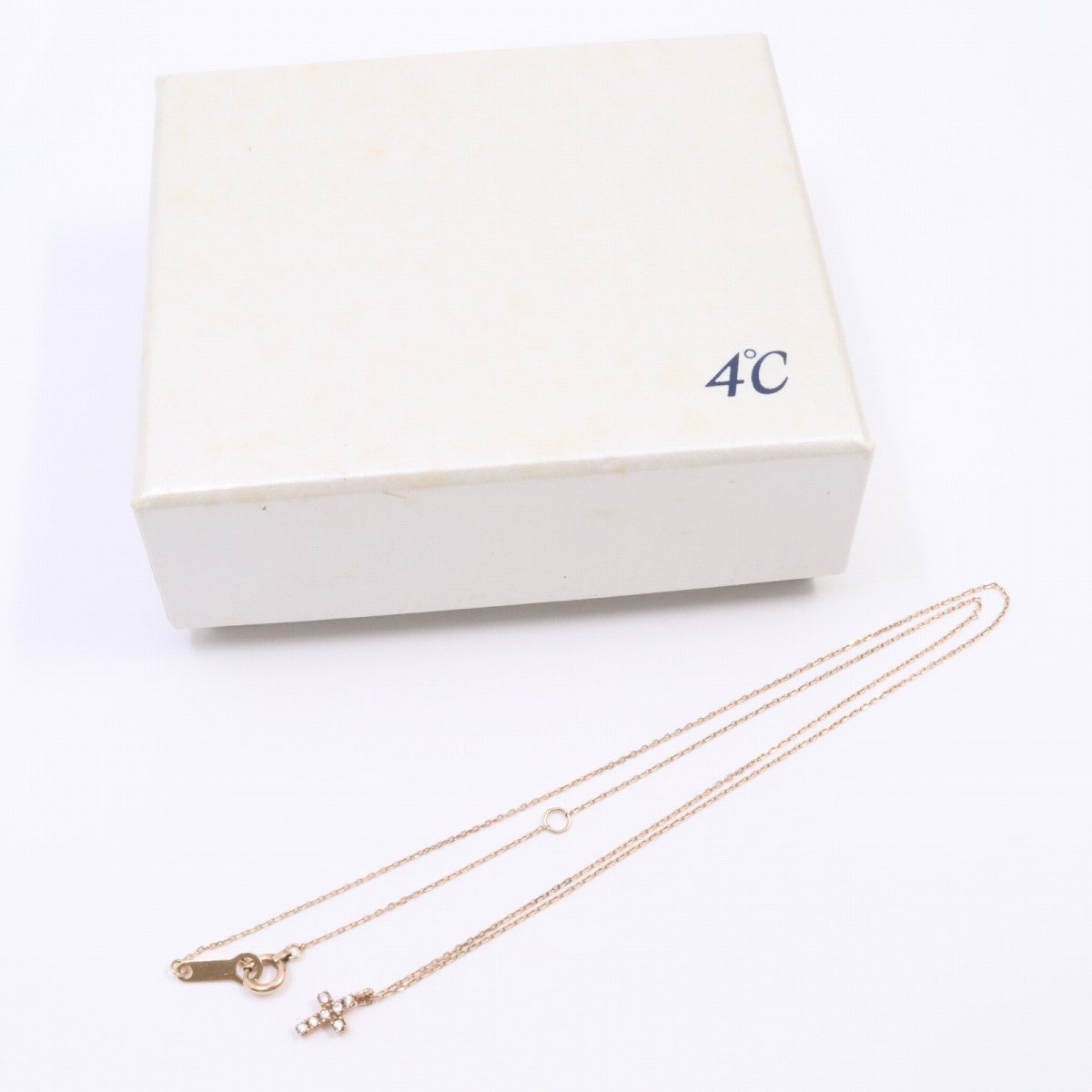 Yahoo!オークション - 4℃ ヨンドシー クロス ネックレス K10PG/ダイヤ...