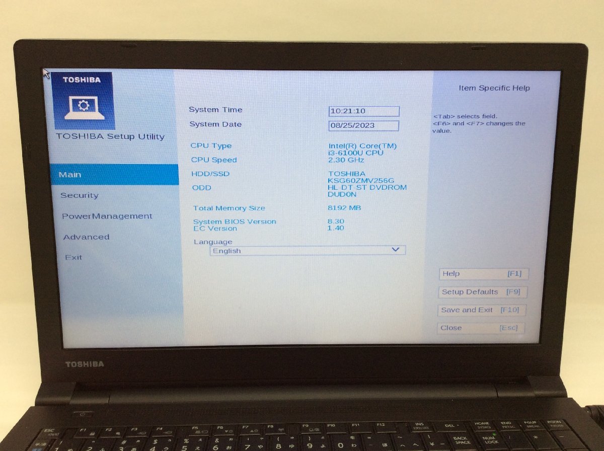 ジャンク/ TOSHIBA dynabook B65/F PB65FFB4427AD11 Intel Core i3-6100U メモリ8.19GB SSD256.06GB G12075(14 ...