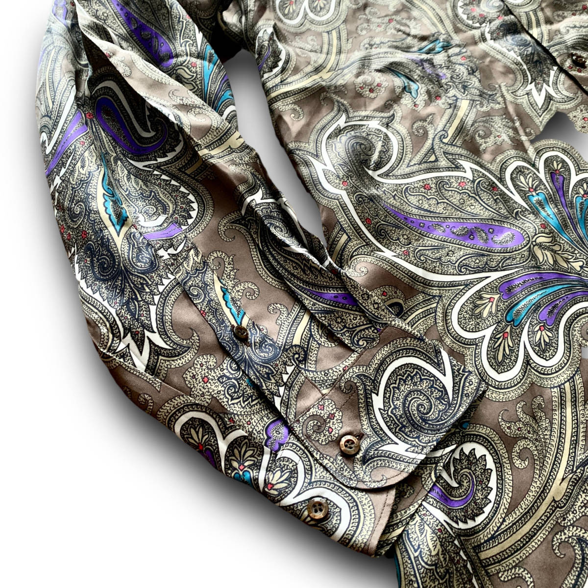 代購代標第一品牌－樂淘letao－1円〜 C03 未使用級 希少ハイランクモデル！XL 43 定価13万『エトロ ETRO』極上のピュアシルク！ペイズリー 長袖 シャツ イタリア製絹100％