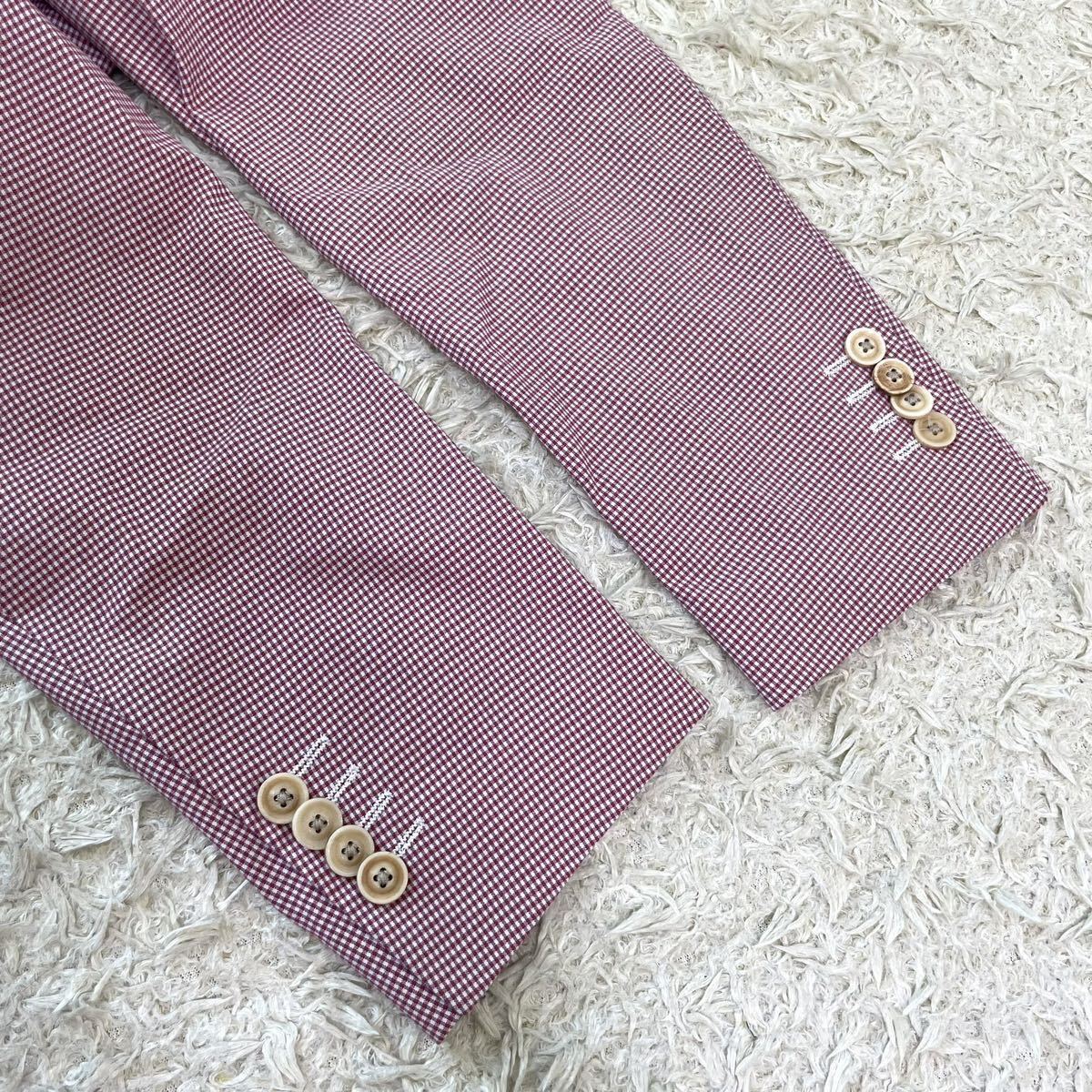 代購代標第一品牌－樂淘letao－極美品 エトロ『爽やかな一着』ETRO テーラードジャケット 46 M相当 ペイズリー×チェック コットン シルク メンズ ピンク ガーメント付き