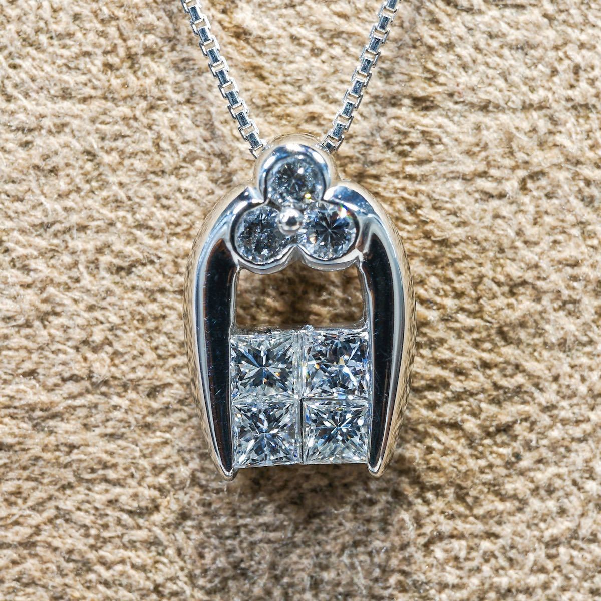 Yahoo!オークション - 1円スタ 【0.50ct】PT900 PT850 4.3g 40.5cm プ...