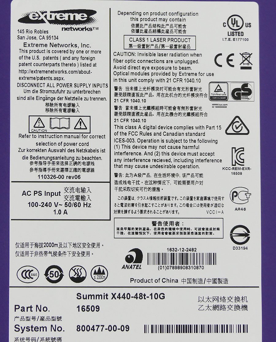 日本代購代標第一品牌【樂淘letao】－Extreme Networks Summit X440-48t-10G スイッチ switch (中古品、初期化済み 本体のみ) ☆